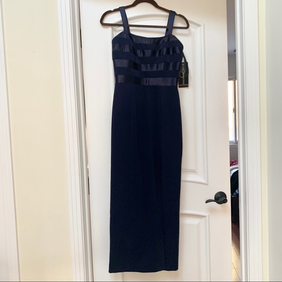 JS Collections | Dresses | Js Collections Navy Blue Formal Gown Slit 6 ...
